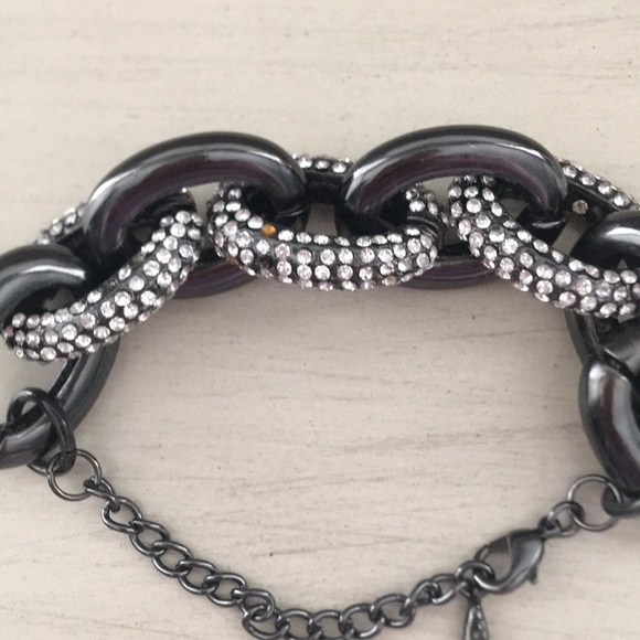 Jewelry | Pewter And Rhinestone Chain Link Bracelet | Poshmark